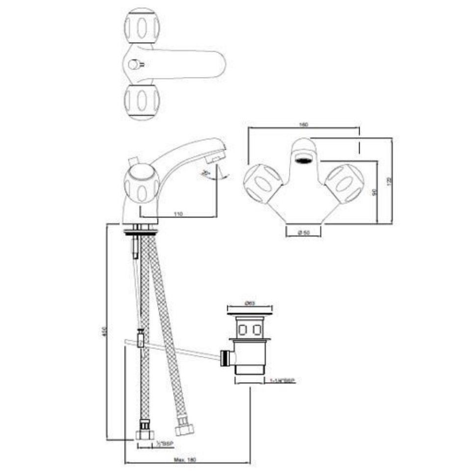 Clarion Basin Mixer with Pop-Up Waste System