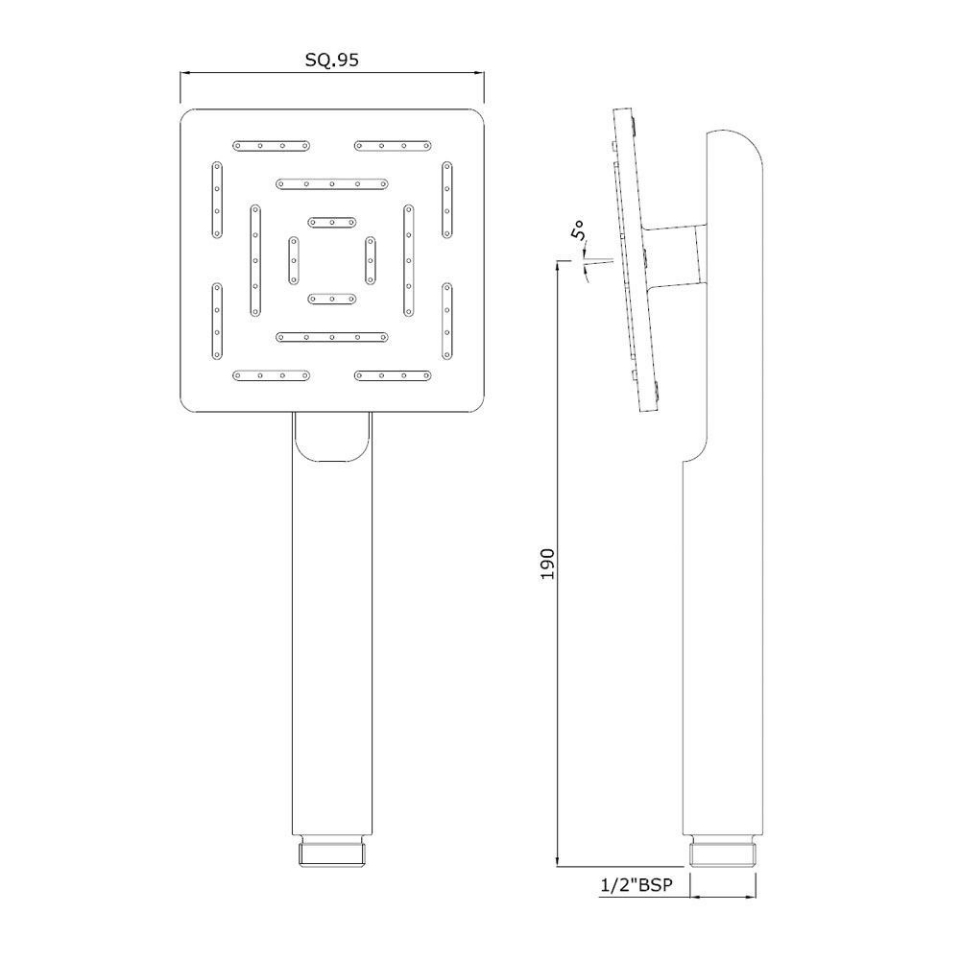 Maze Square Hand Shower | ABS Body & Chrome Finish