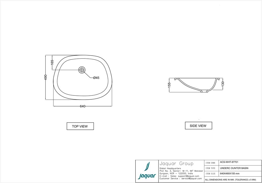 Arc Sanitaryware - Designer Under Counter Wash Basin