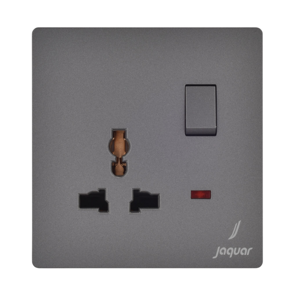 Universal Switched Socket With Indicator - Grey