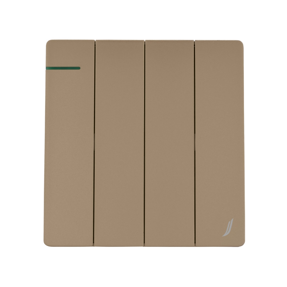 Karbonic Gold Color Four Gang 1 Way Electric Switch